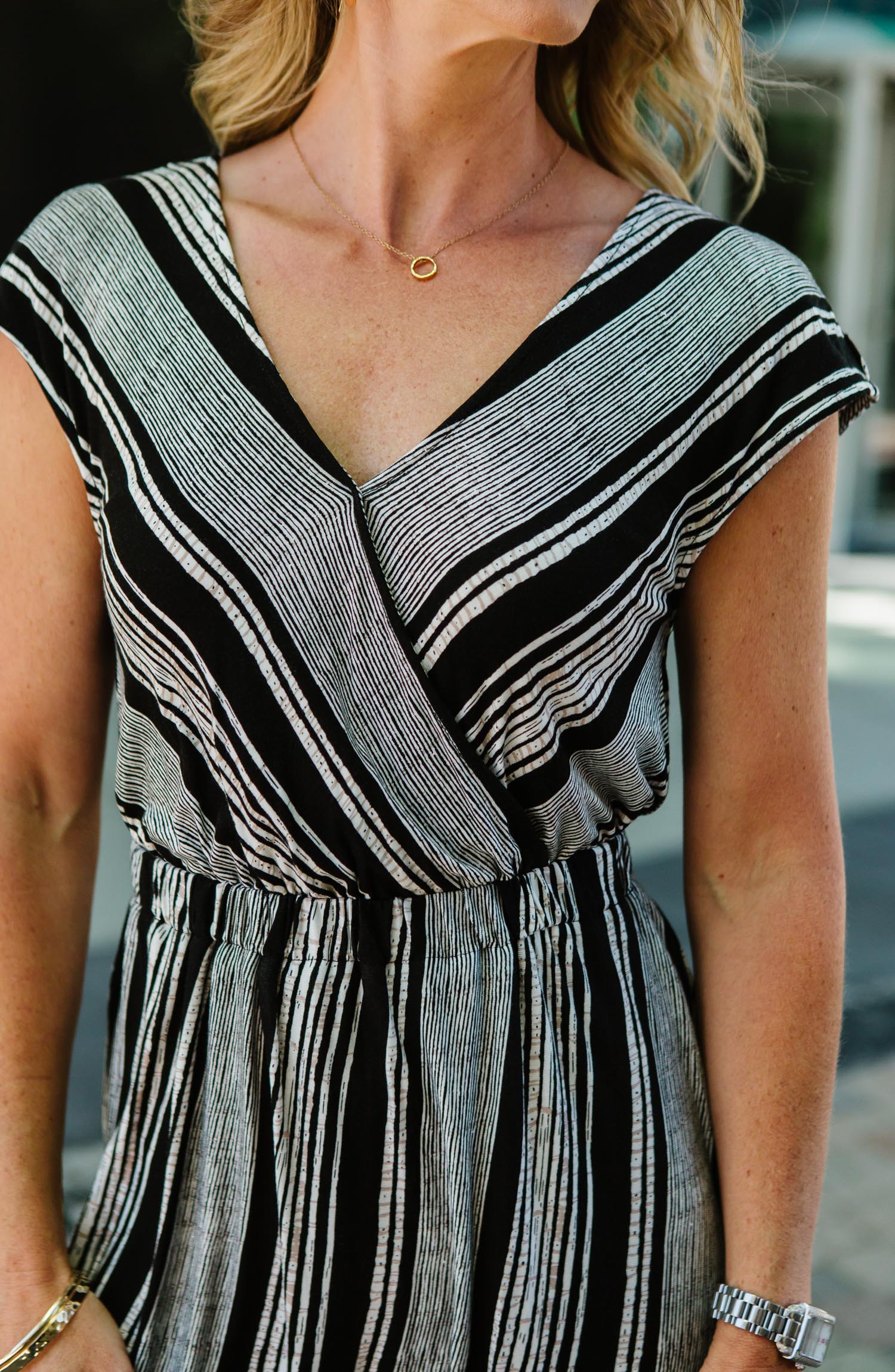 Danielle Striped V-Neck Dress FINAL SALE – Trinity Clothing